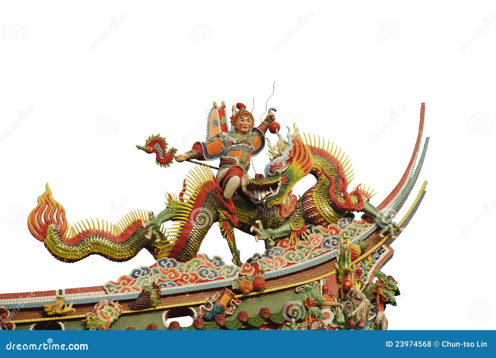 Chinese Dragon God Sculpture On White Background Stock Photo - Image of ...