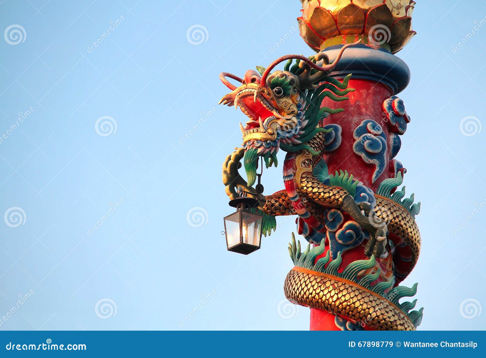 Chinese dragon with lamp stock image. Image of east, oriental - 67898779
