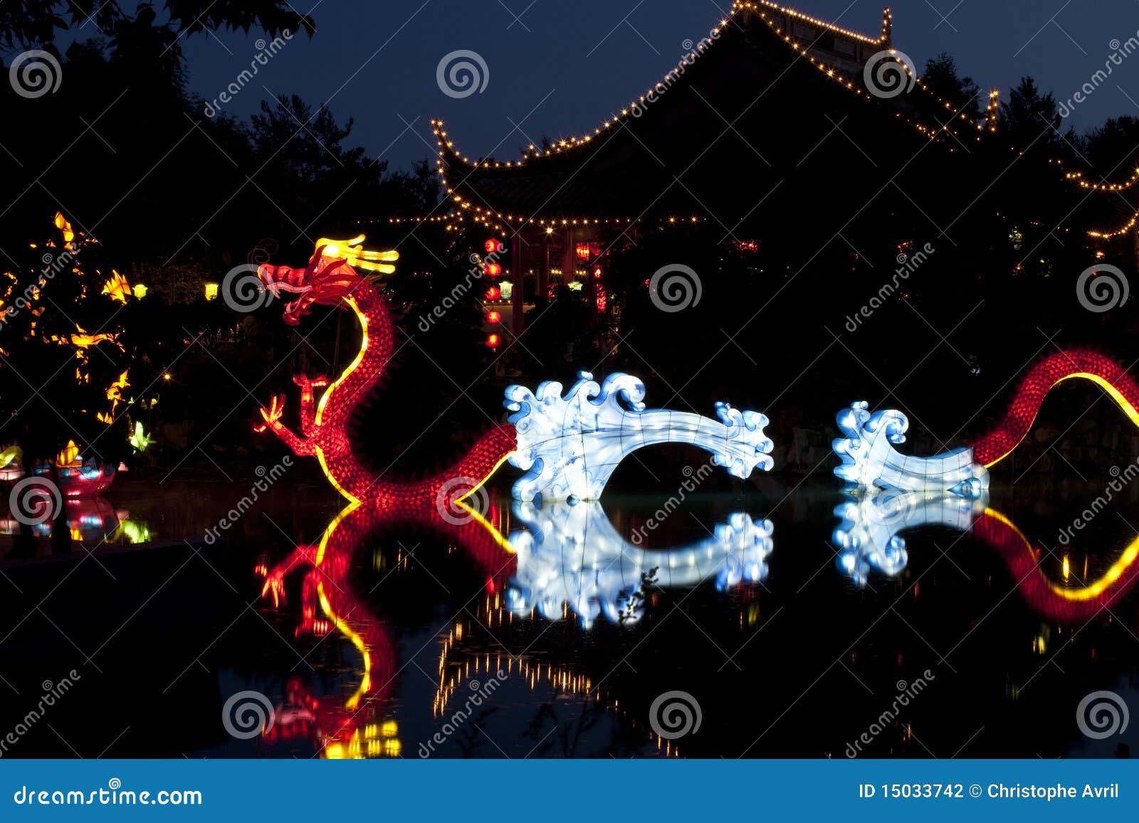 Chinese Dragon Lights stock photo. Image of dragon, background - 15033742