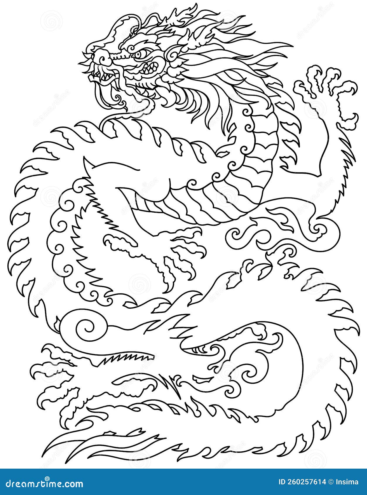 Chinese Dragon Outline Silhouette. Side View Tattoo Stock Vector ... Chinese Dragon Outline Silhouette. Side View Tattoo Stock Vector ...