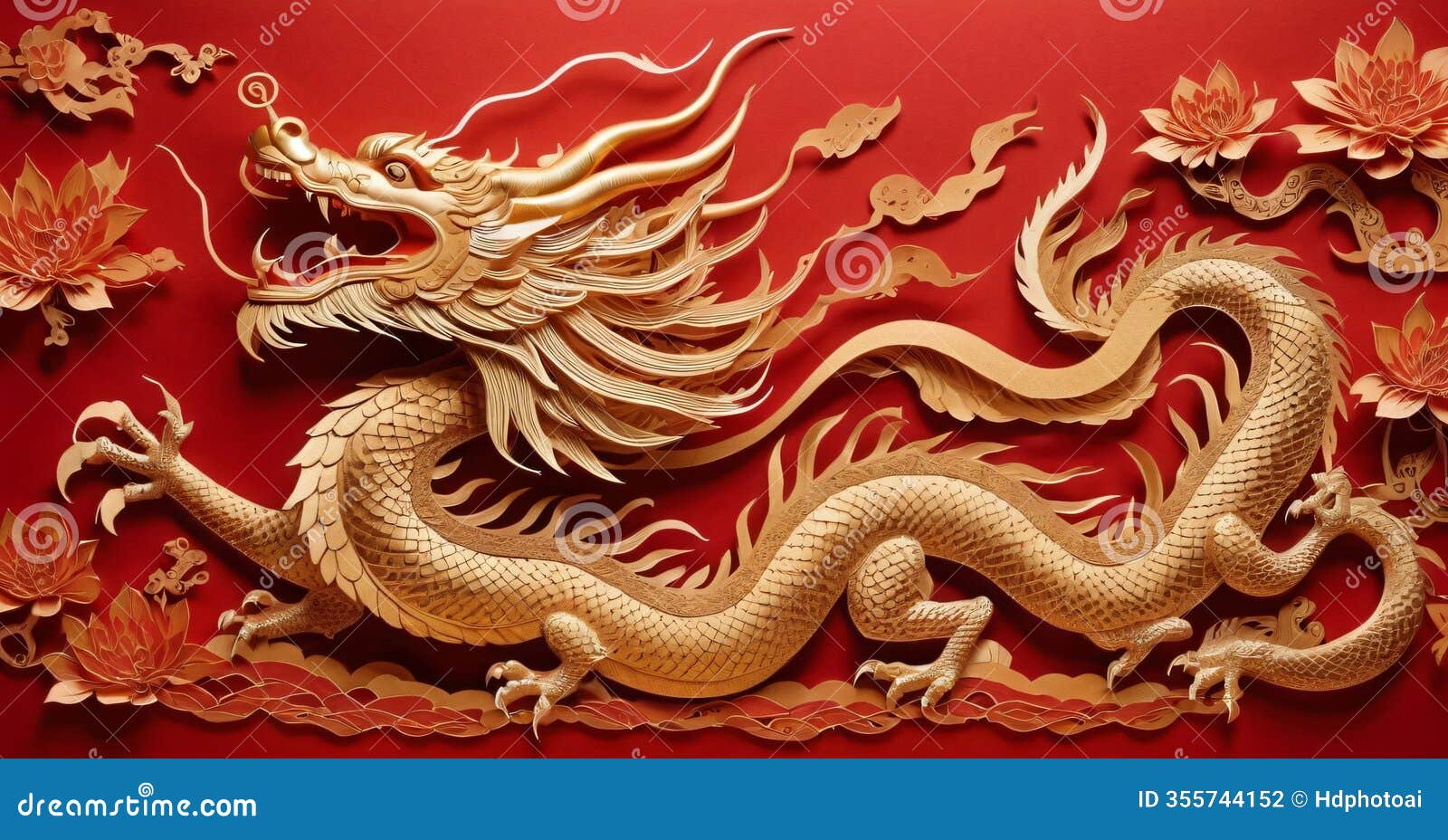 Chinese Dragon Paper-cut Art Stock Illustration - Illustration of cute ...
