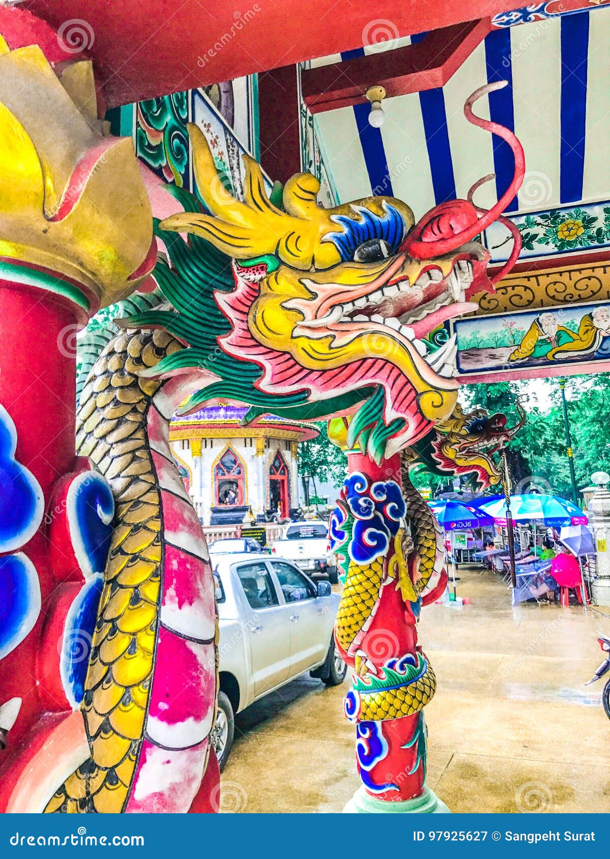 Chinese Dragon and Pavilion Stock Image - Image of chinese, sien: 97925627