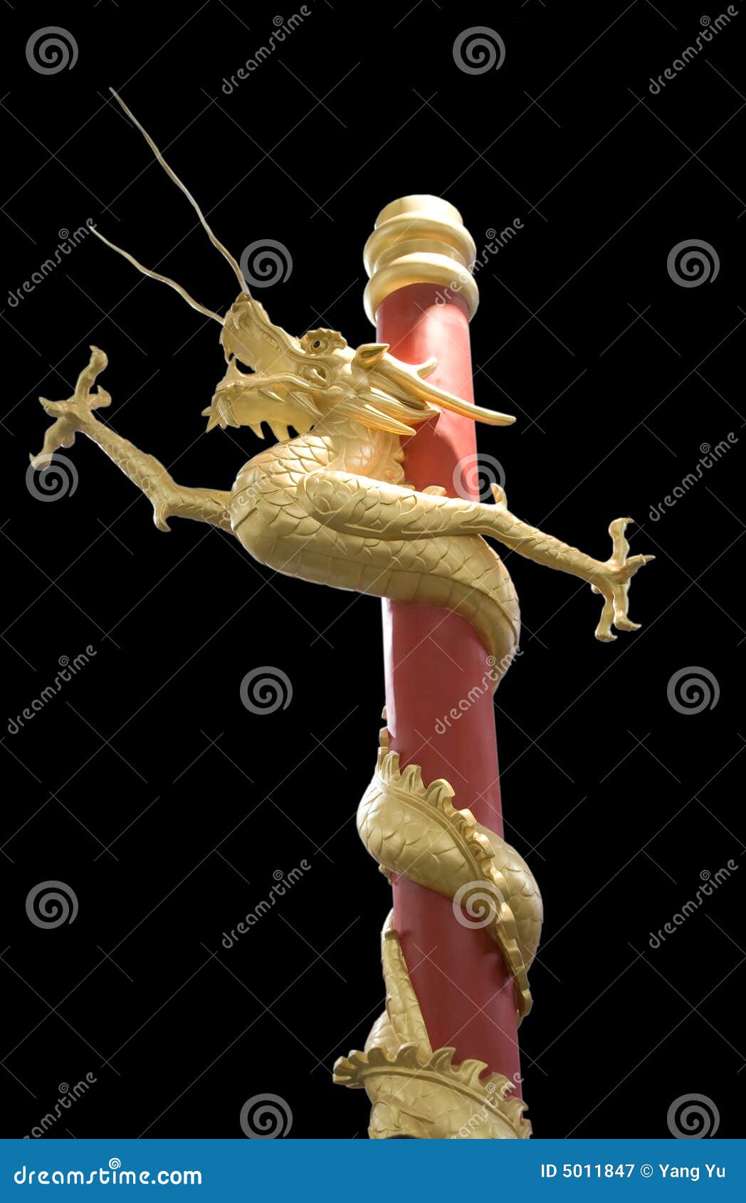 Chinese dragon on pole stock image. Image of mythical - 5011847