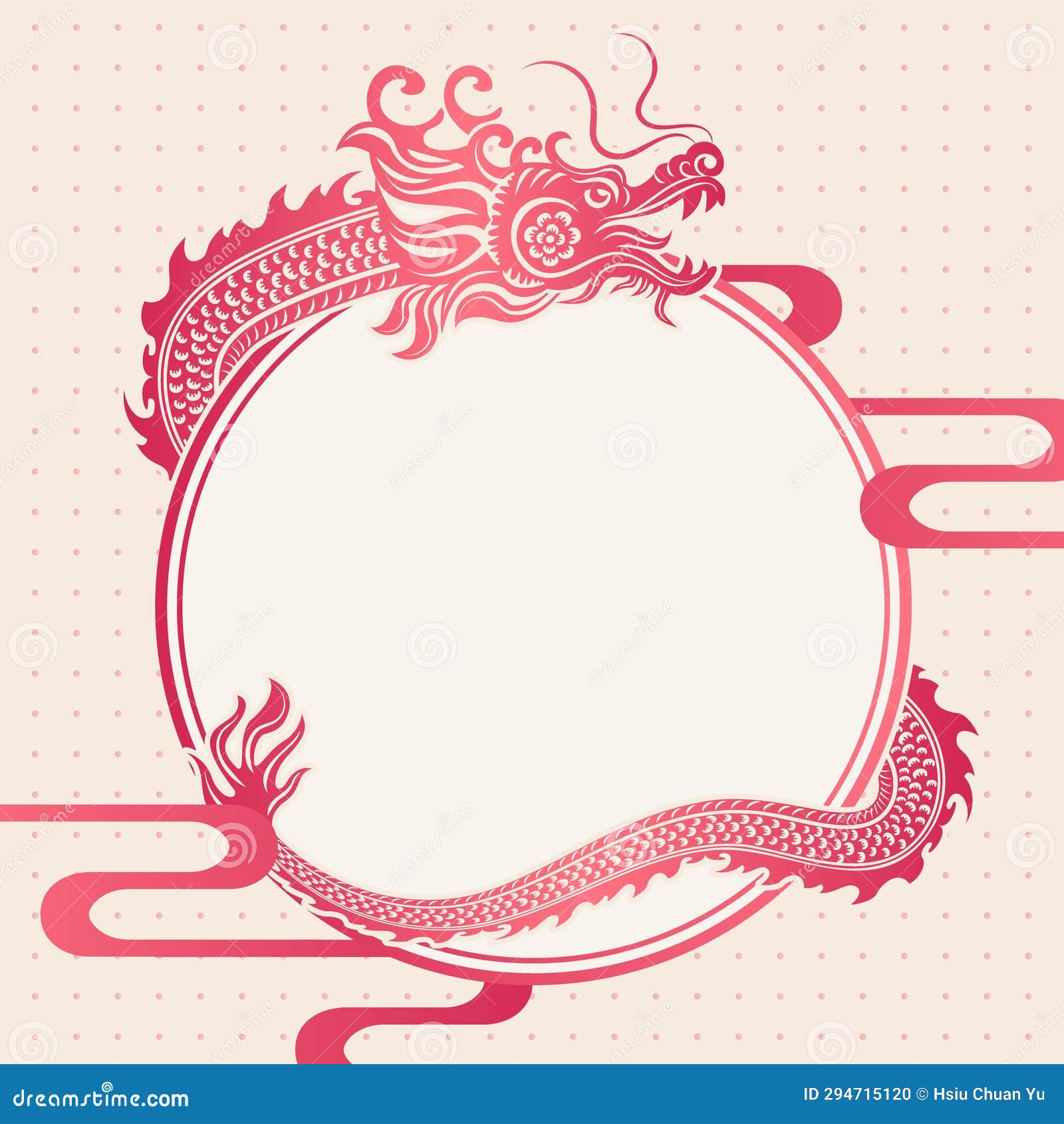 Chinese Dragon Round Frame Template Stock Illustration - Illustration ...