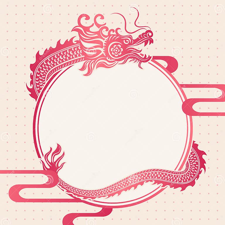 Chinese Dragon Round Frame Template Stock Illustration - Illustration ...