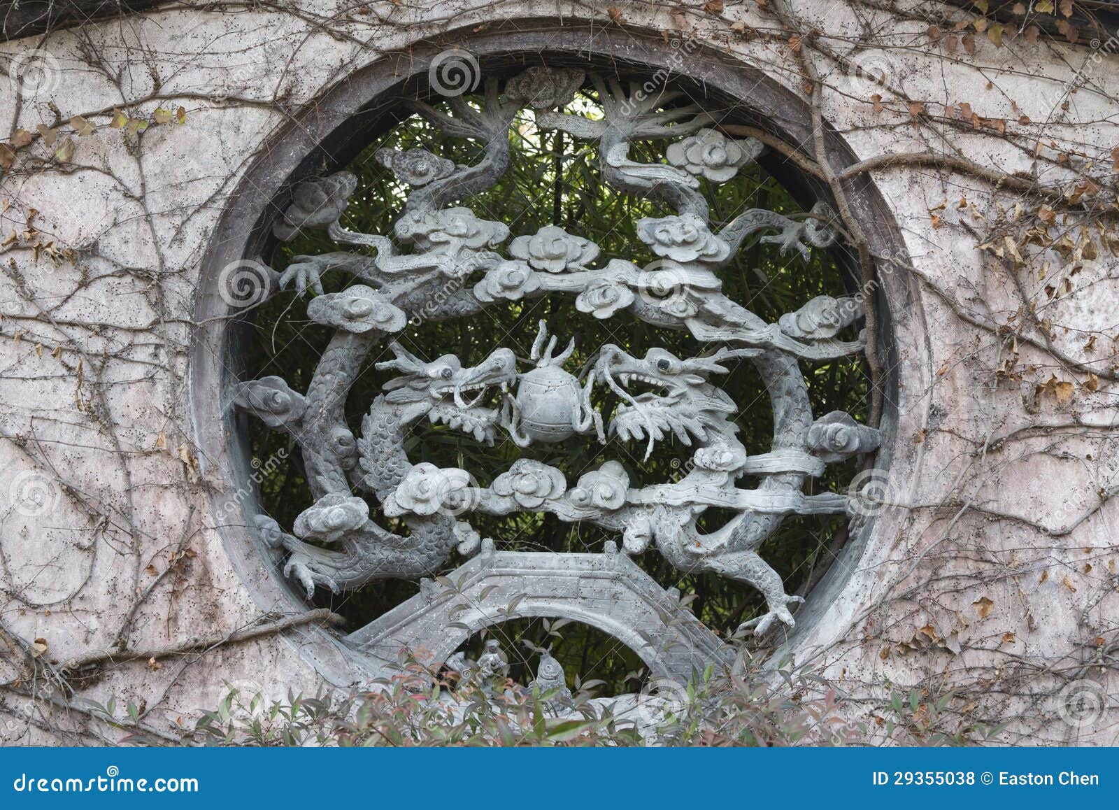 Chinese Dragon Sculpture Window Stock Photo - Image of china, engraving ...