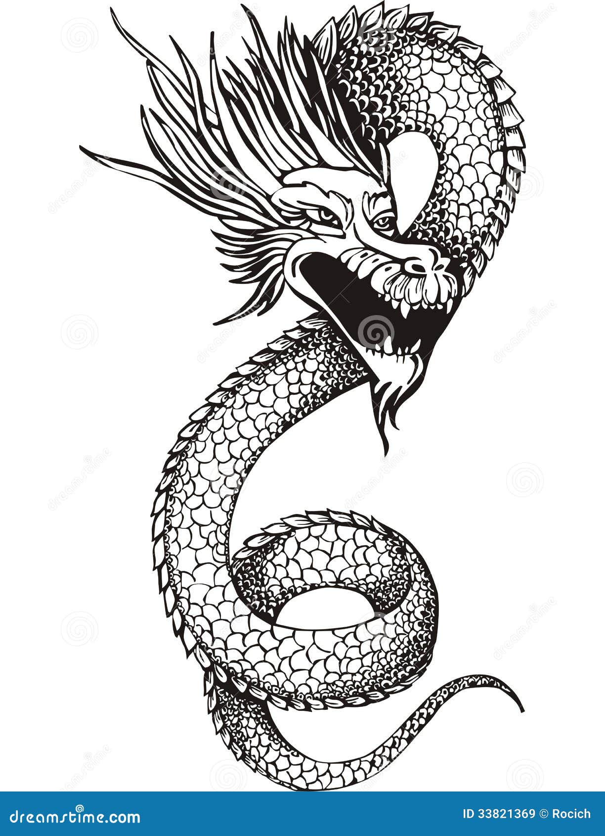 Chinese dragon serpent stock vector. Illustration of mythical - 33821369