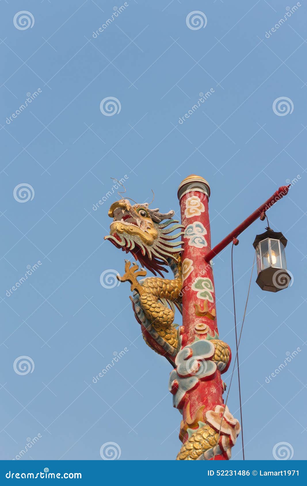 Chinese Dragon Statue Climb the Pole Stock Photo - Image of stationary ...