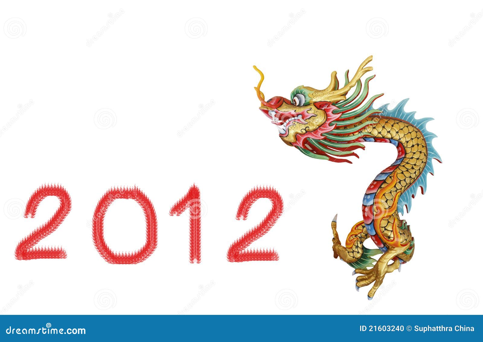 Chinese Dragon Statue and Number 2012 Stock Photo - Image of thailand ...
