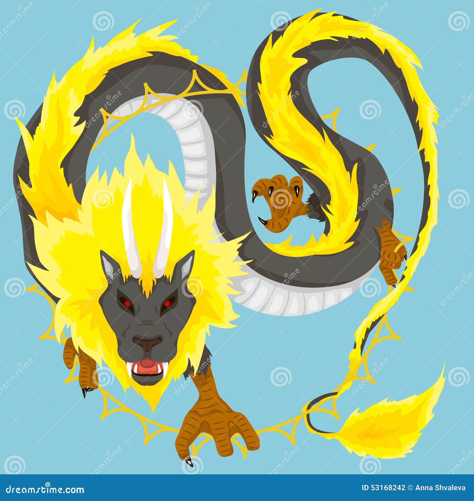 Chinese dragon of sun stock vector. Illustration of china - 53168242