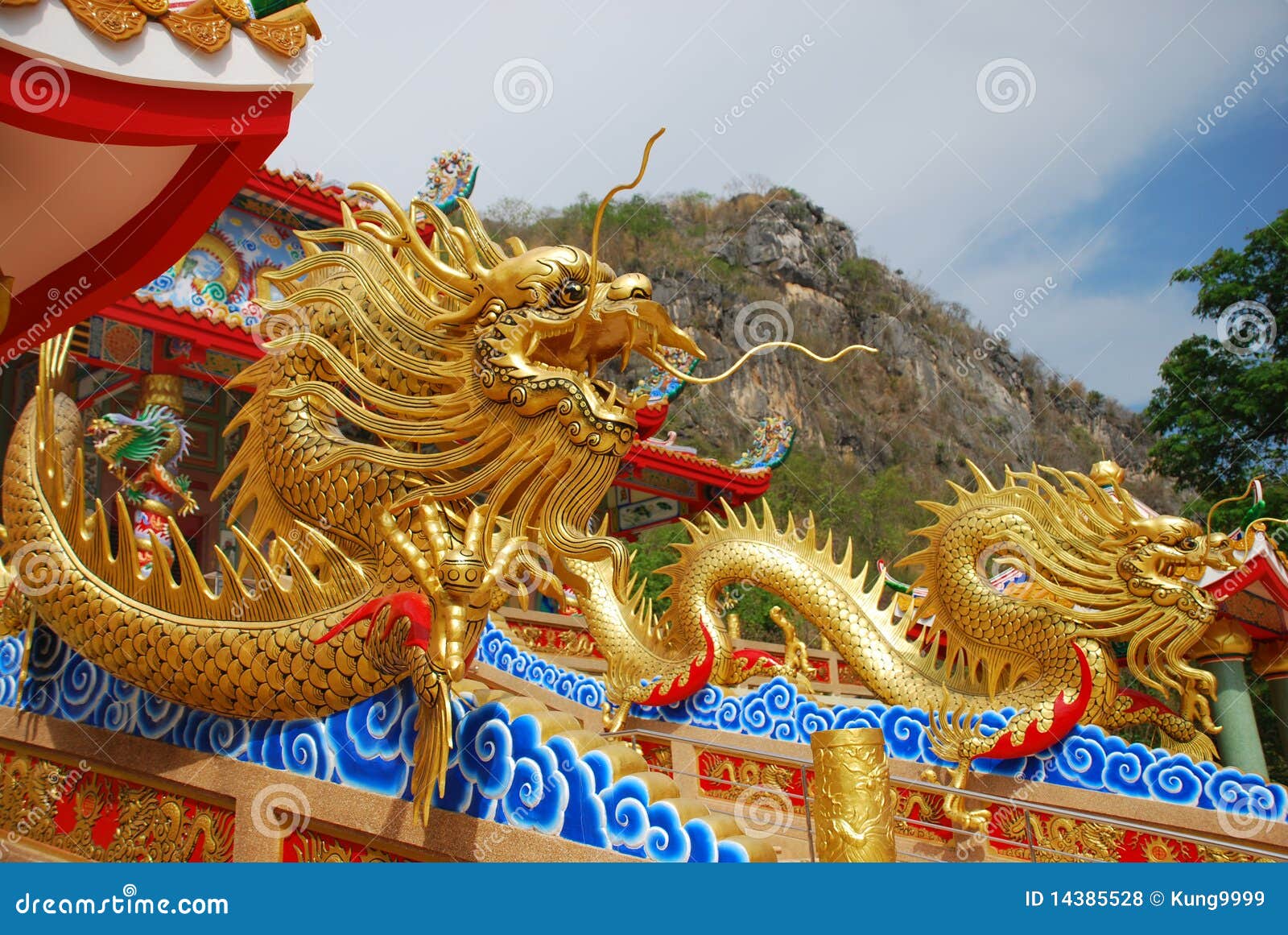 Chinese Dragon in temple stock photo. Image of asia, colorful - 14385528