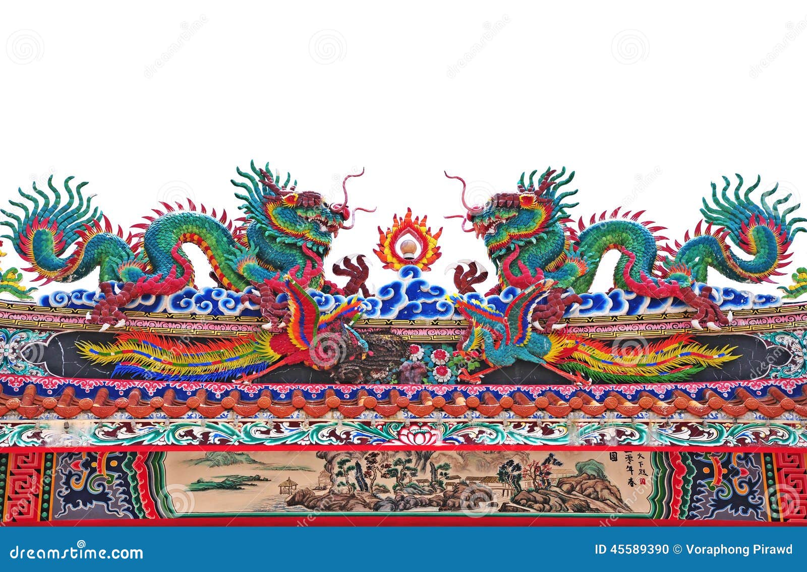 Chinese Dragons, Statues Of Ronin And Fountains At Sunset Royalty-Free ...