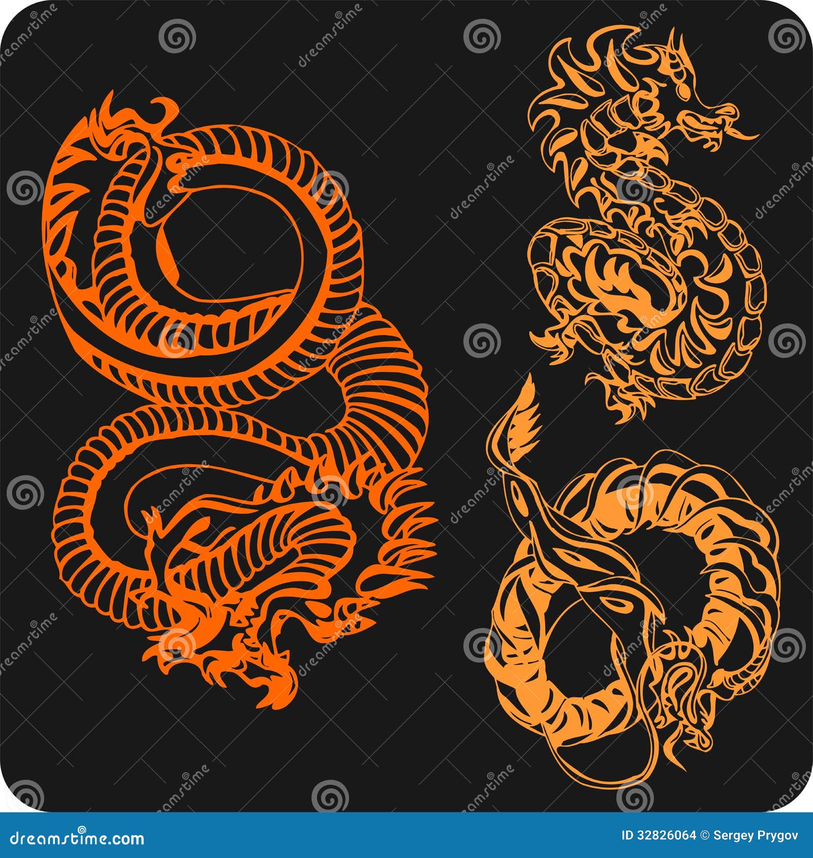 Chinese Dragons - Vector Set. Stock Vector - Illustration of ...