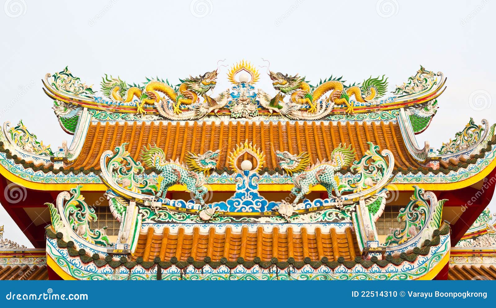 Chinese Draken Op Het Dak Van Tempel Stock Foto - Image of tempel ...