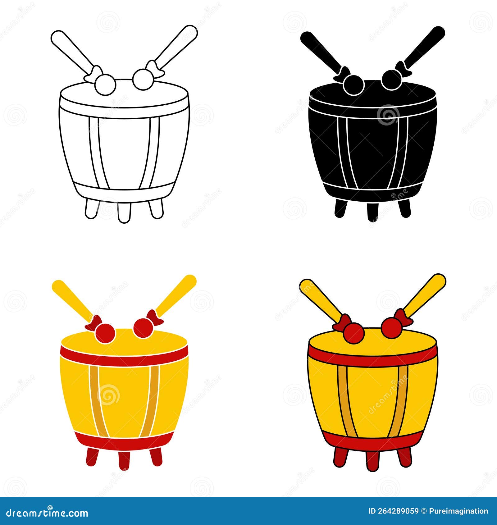 Chinese Drum in Flat Style Isolated Stock Vector - Illustration of ...