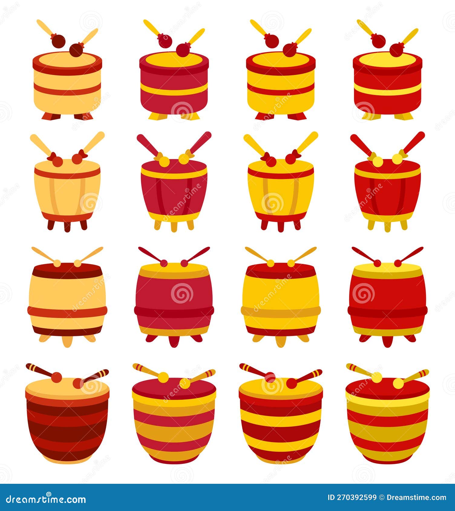 Chinese Drum in Flat Style Isolated Stock Vector - Illustration of ...