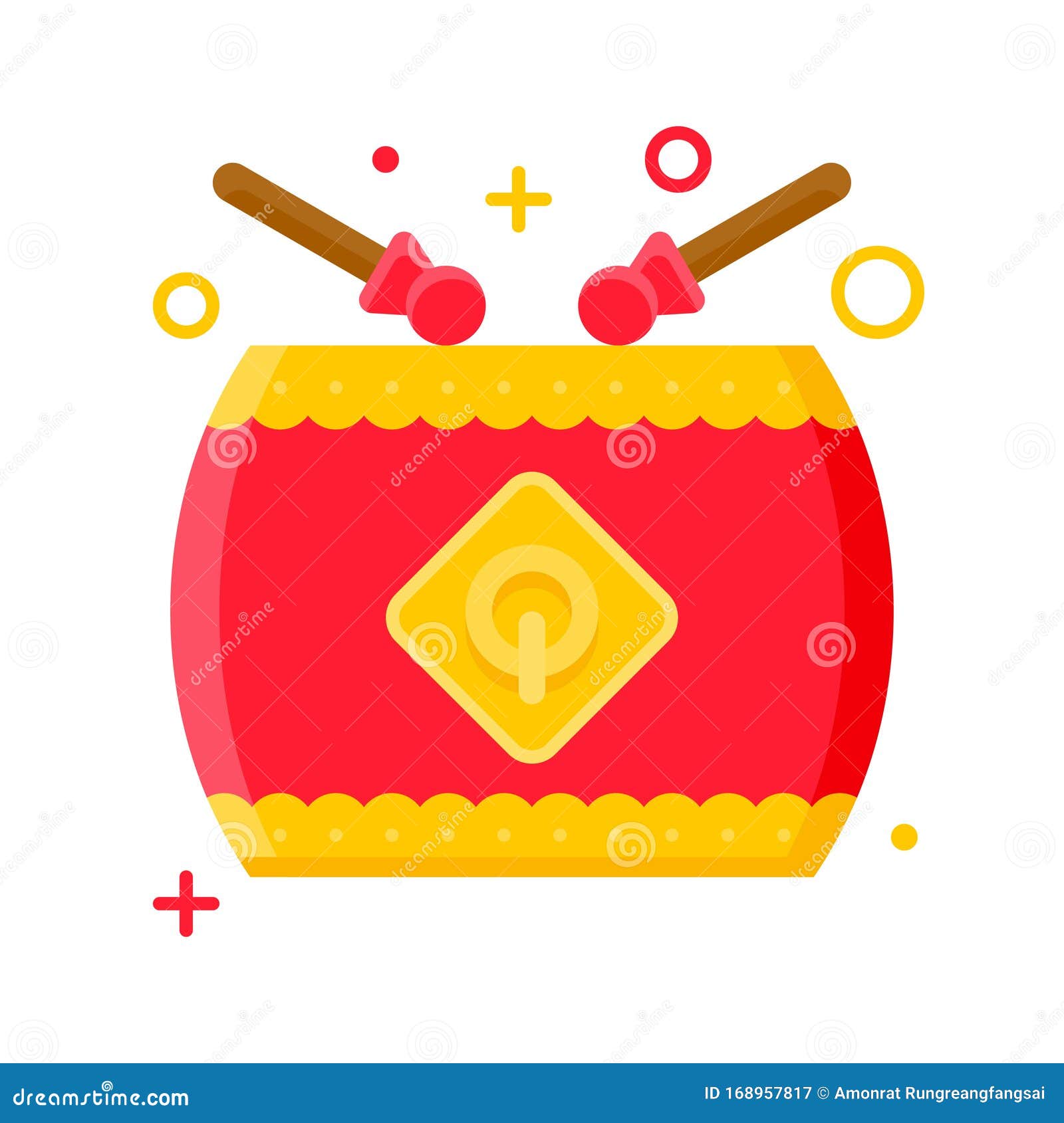 Chinese Drum Vector, Chinese New Year Flat Icon Stock Vector ...