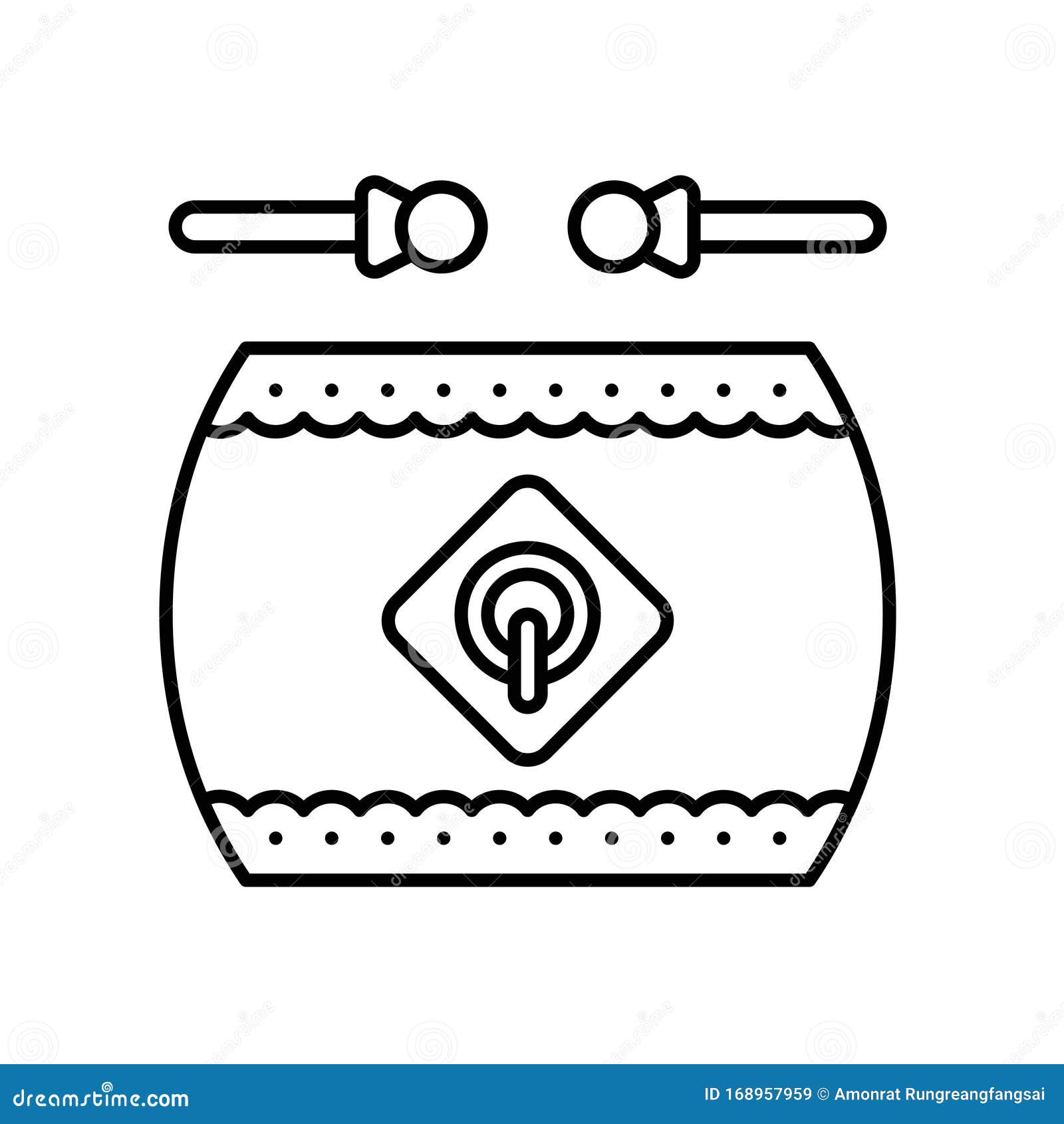 Chinese Drum Vector, Chinese New Year Line Icon Stock Vector ...
