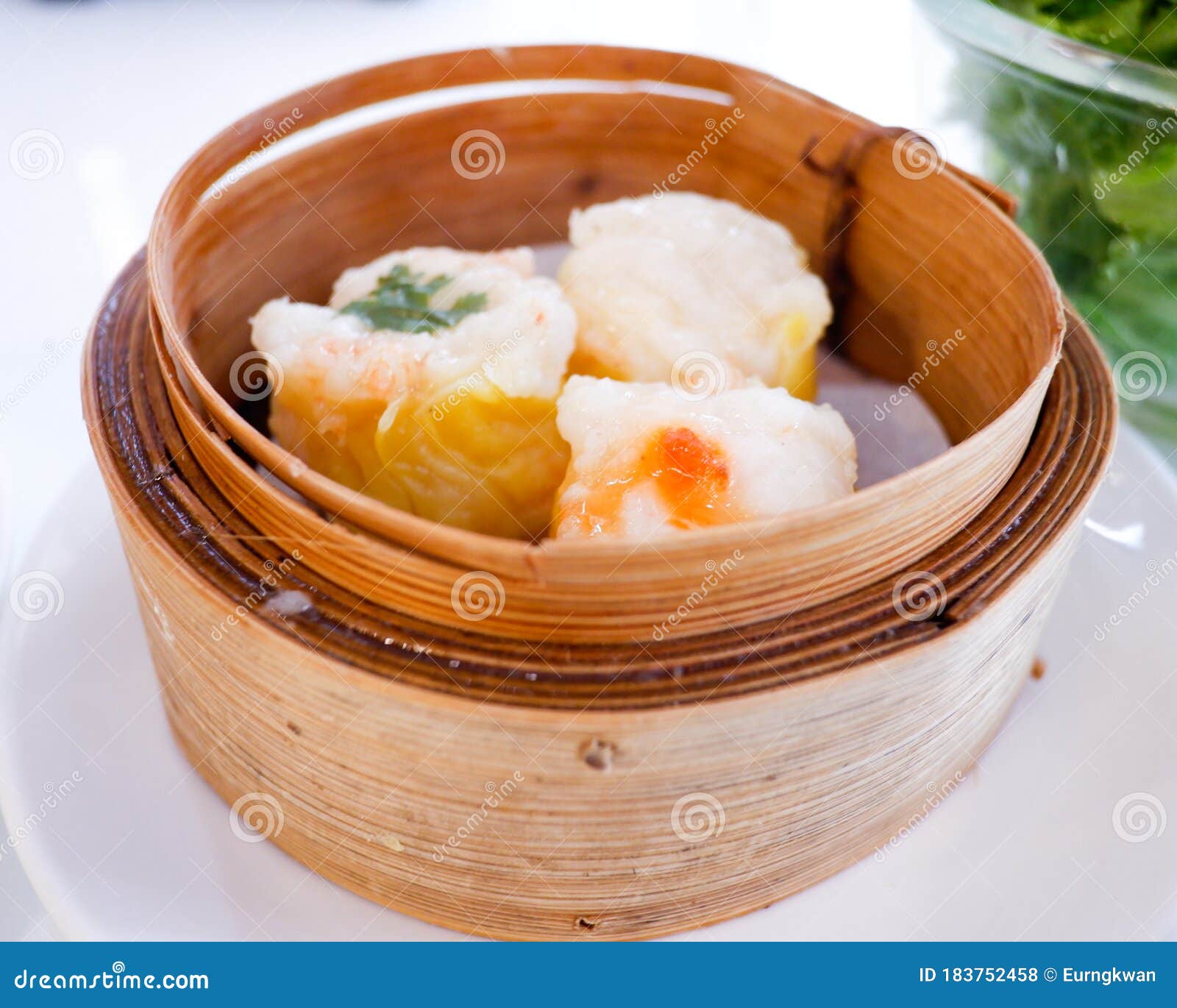 Chinese Dumpling in a Bamboo Steamer Box Stock Photo - Image of steamed ...