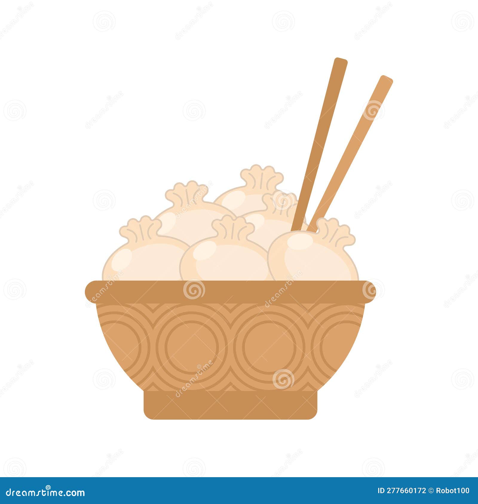 Chinese Dumpling in Bowl. Vector Illustration Stock Vector ...