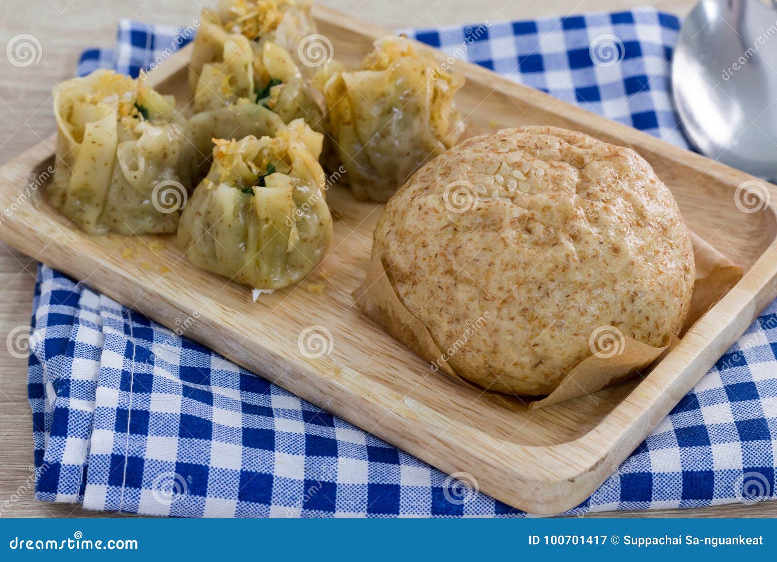 Chinese Dumpling and Steamed Stuff Bun on Table Stock Image - Image of ...