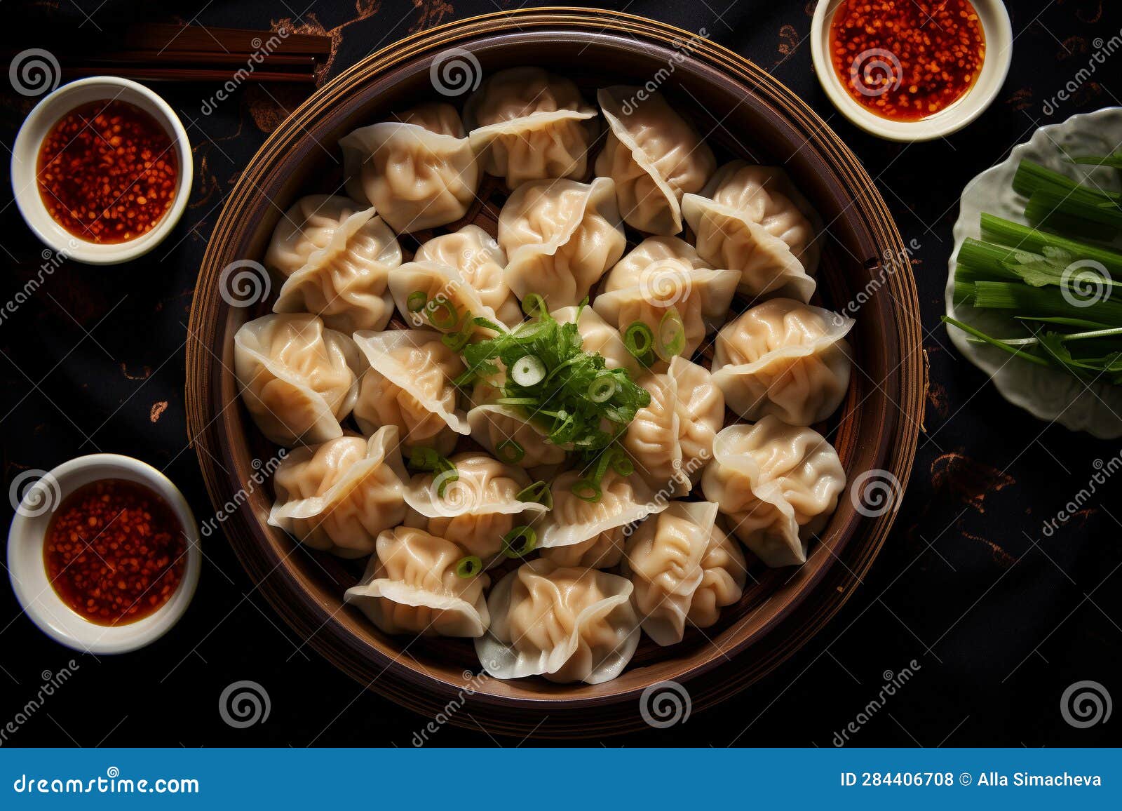 Chinese Dumpling Top View. Generative Ai Stock Photo - Image of food ...