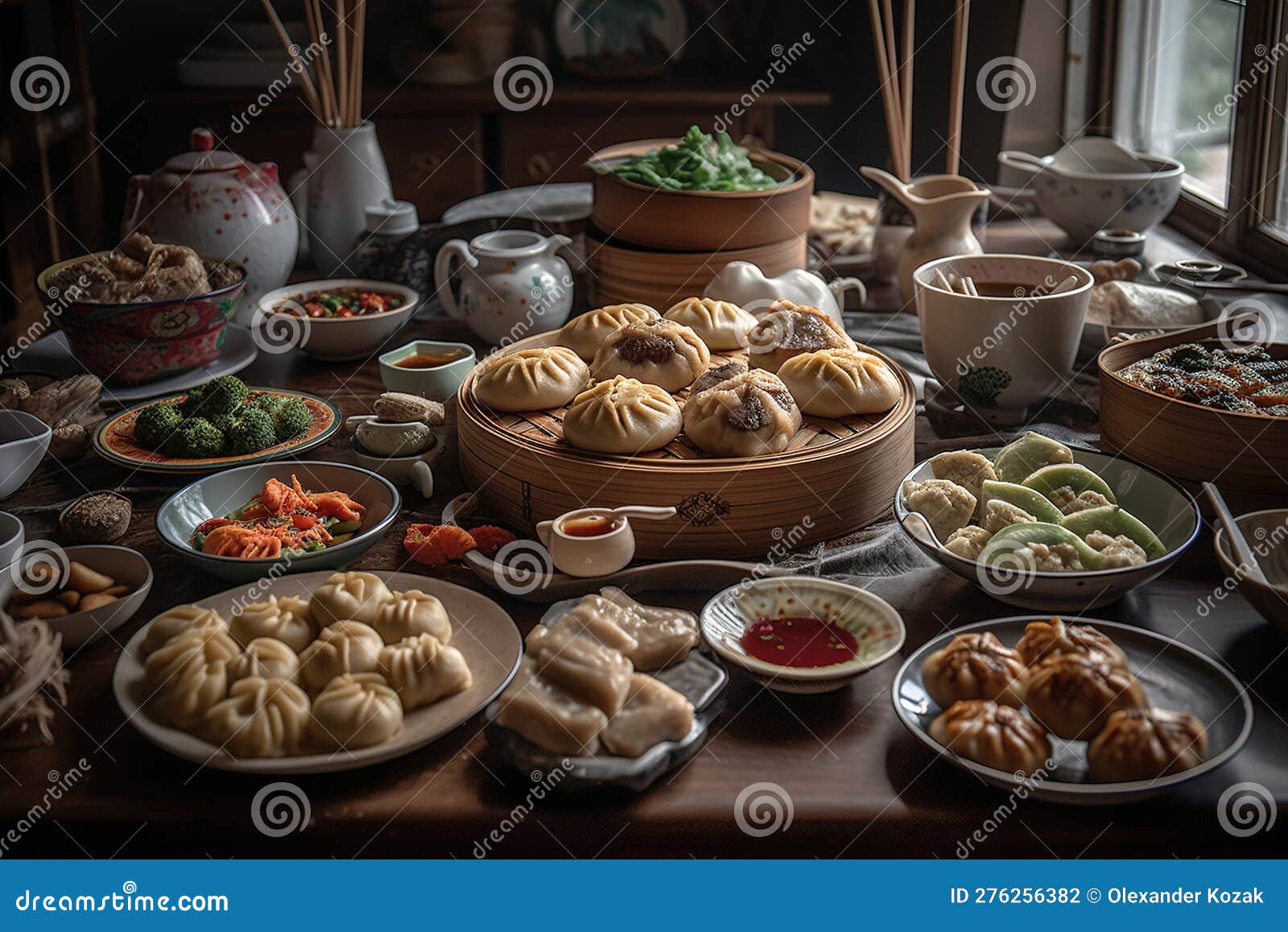 Chinese Dumpling with a Variety Meat and Vegetables. Generative AI ...