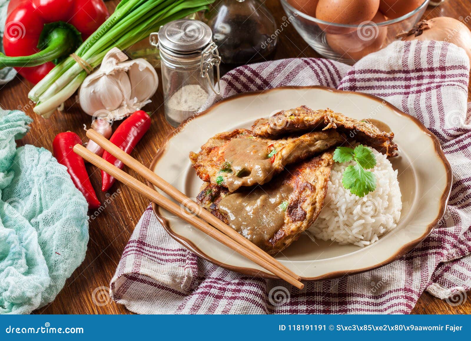 Chinese Egg Fu Yung Omelette Stock Image - Image of prepared, pepper ...