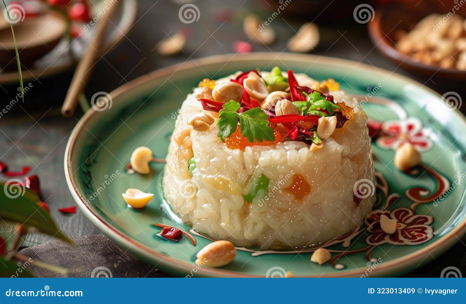 Chinese Eight-treasure Rice Pudding on a Pastel Green Plate Stock Image ...