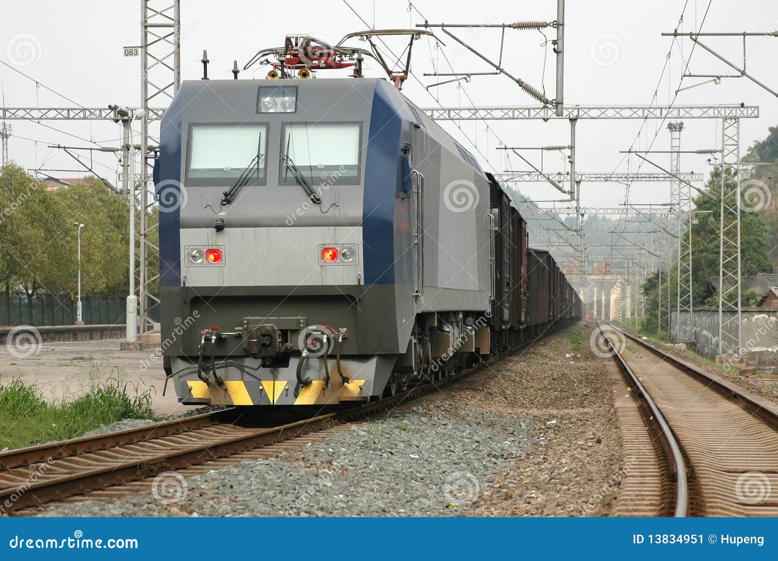 Electric Train Trolley Pole. High Speed Railway Electrification System ...