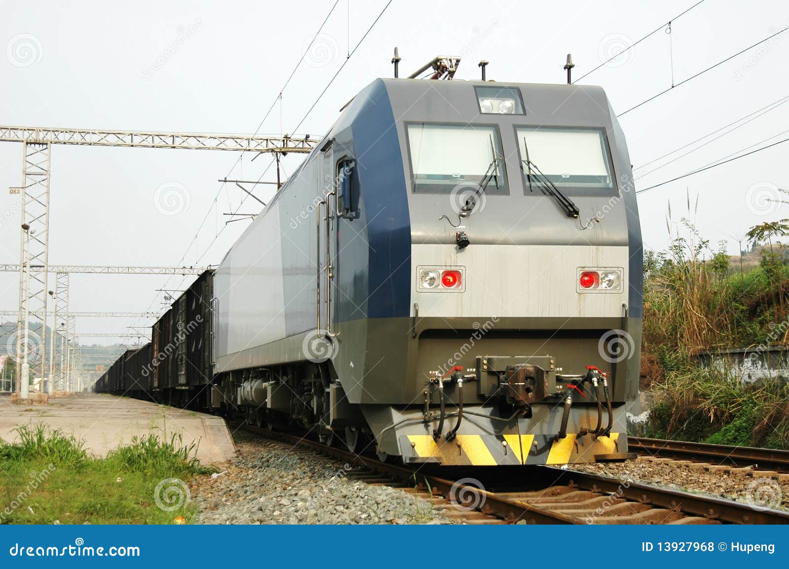 Electric Train Trolley Pole. Railway Electrification System. Overhead ...