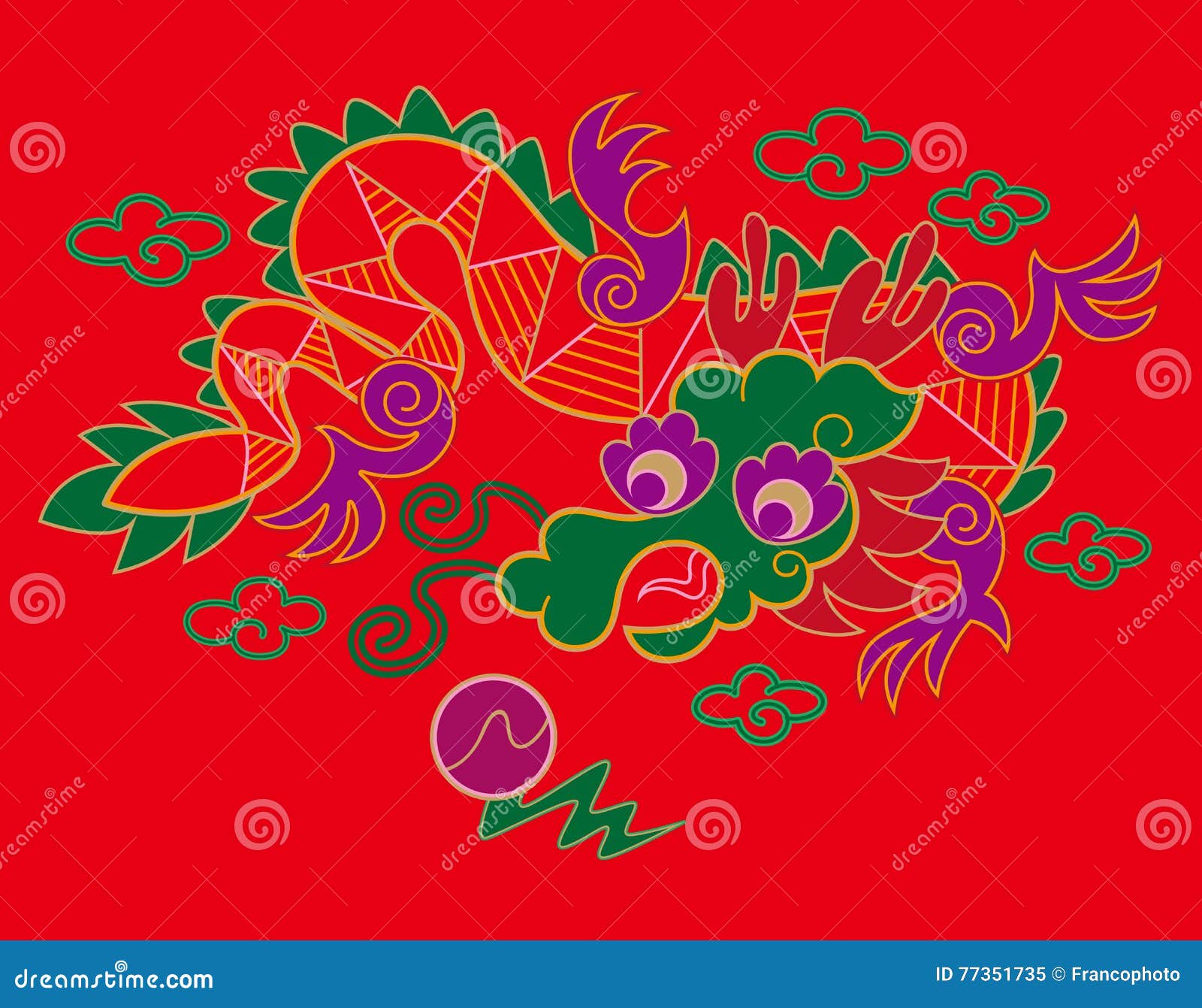 Chinese Embroidery Dragon Pattern Stock Vector - Illustration of good ...