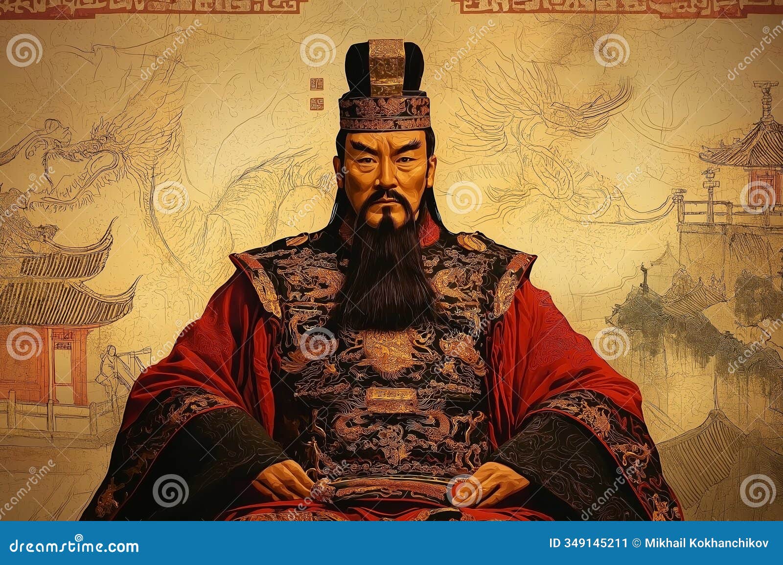 Chinese Emperor Seated on a Throne Stock Image - Image of tradition ...