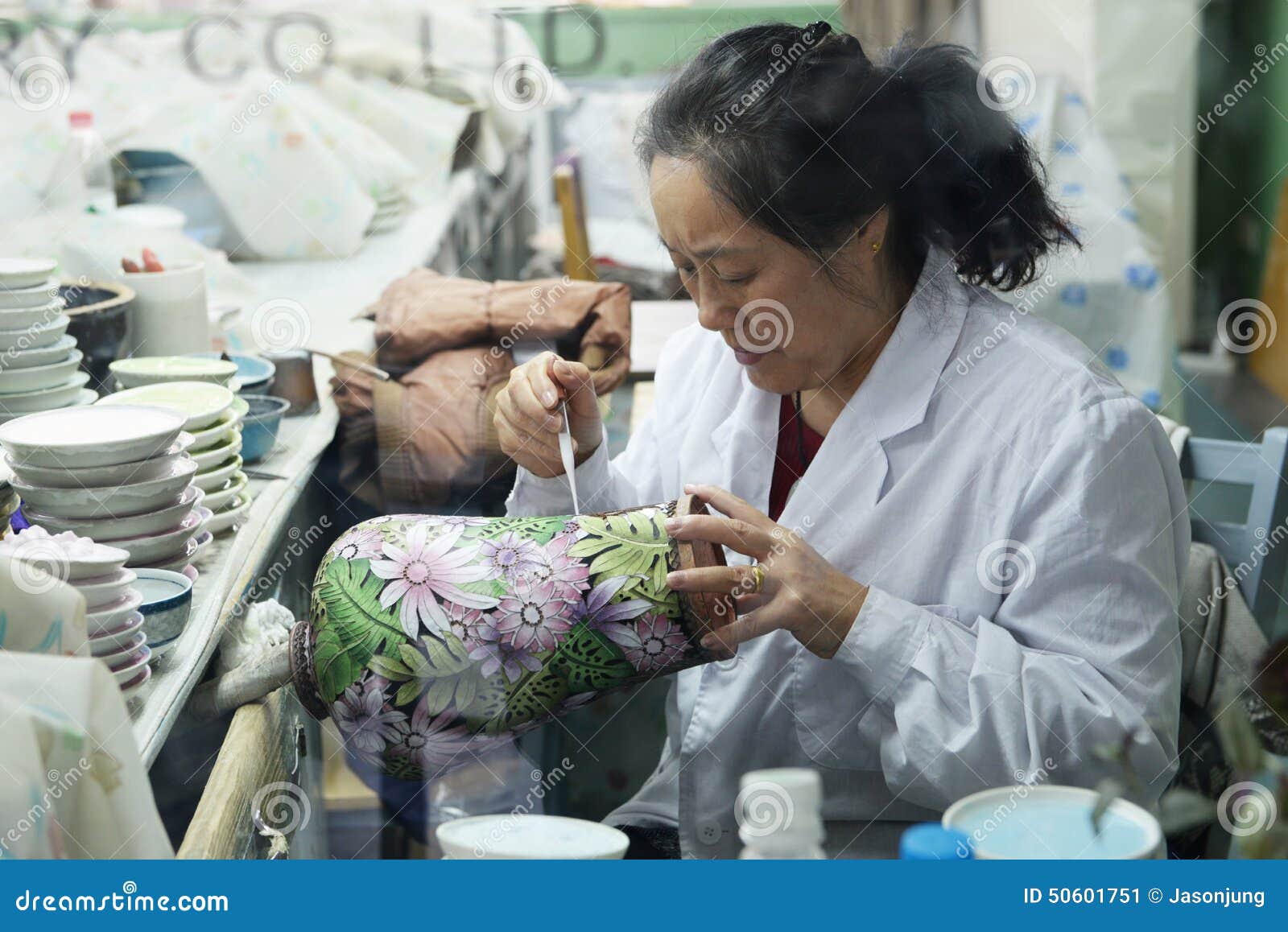 Chinese Enamel Handycraft Worker in Factory Editorial Photo - Image of ...