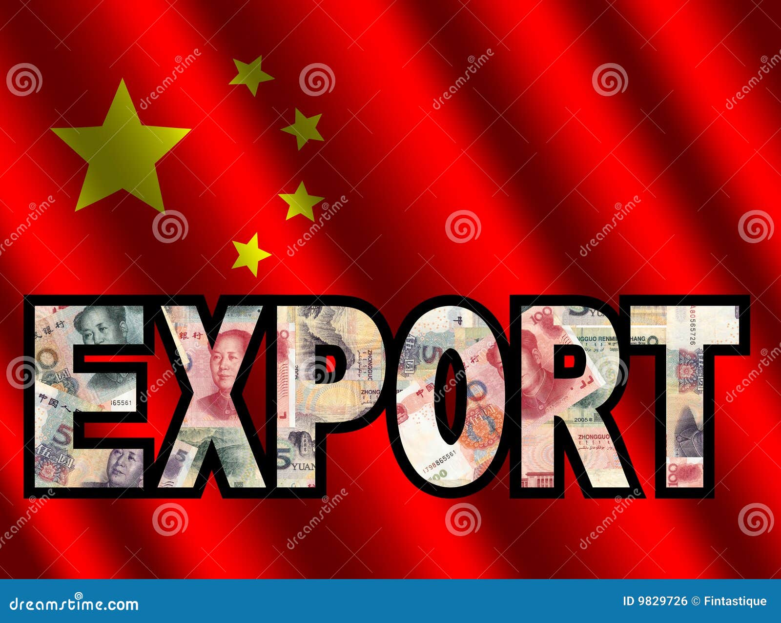 Chinese Export with Cash and Flag Stock Illustration - Illustration of ...