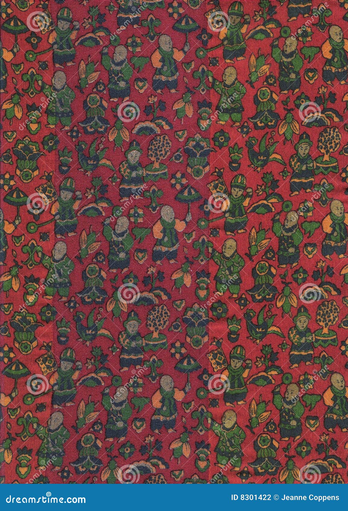 Chinese Fabric Sample In Red And Colors. Stock Photo - Image of culture ...