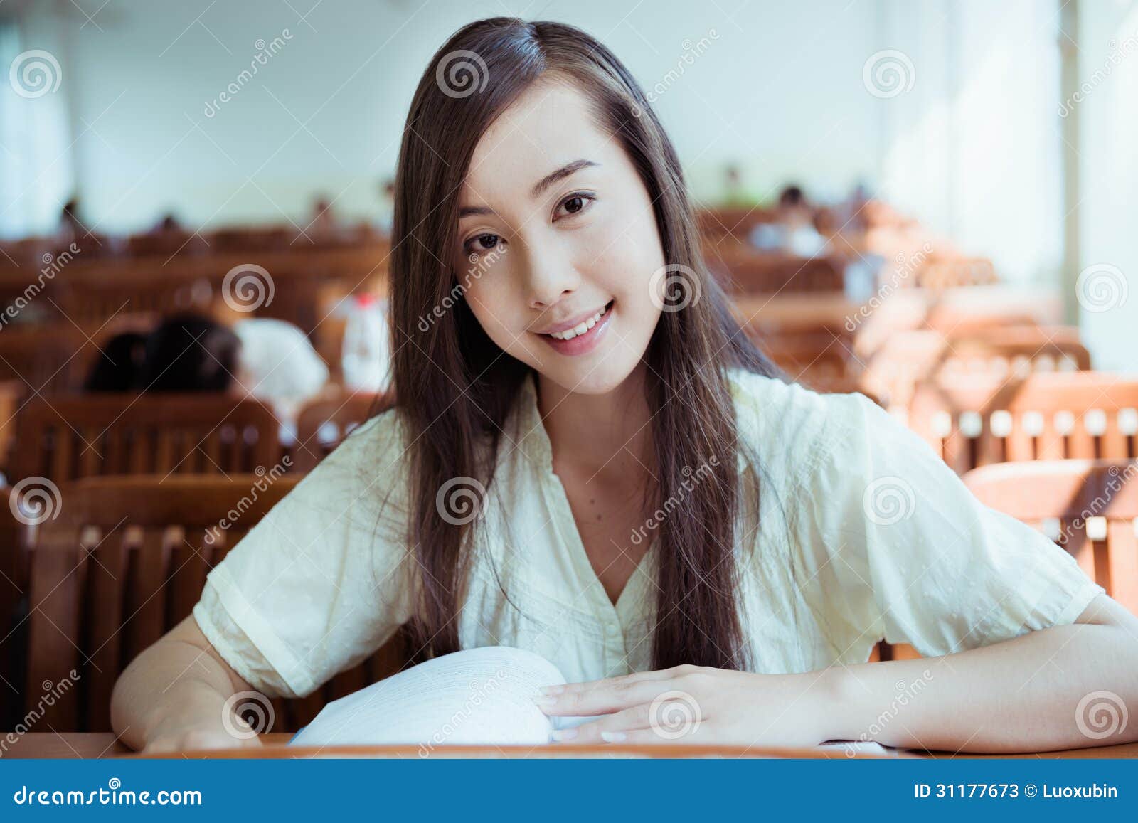 Chinese Female College Student Stock Image - Image of reading, girl ...
