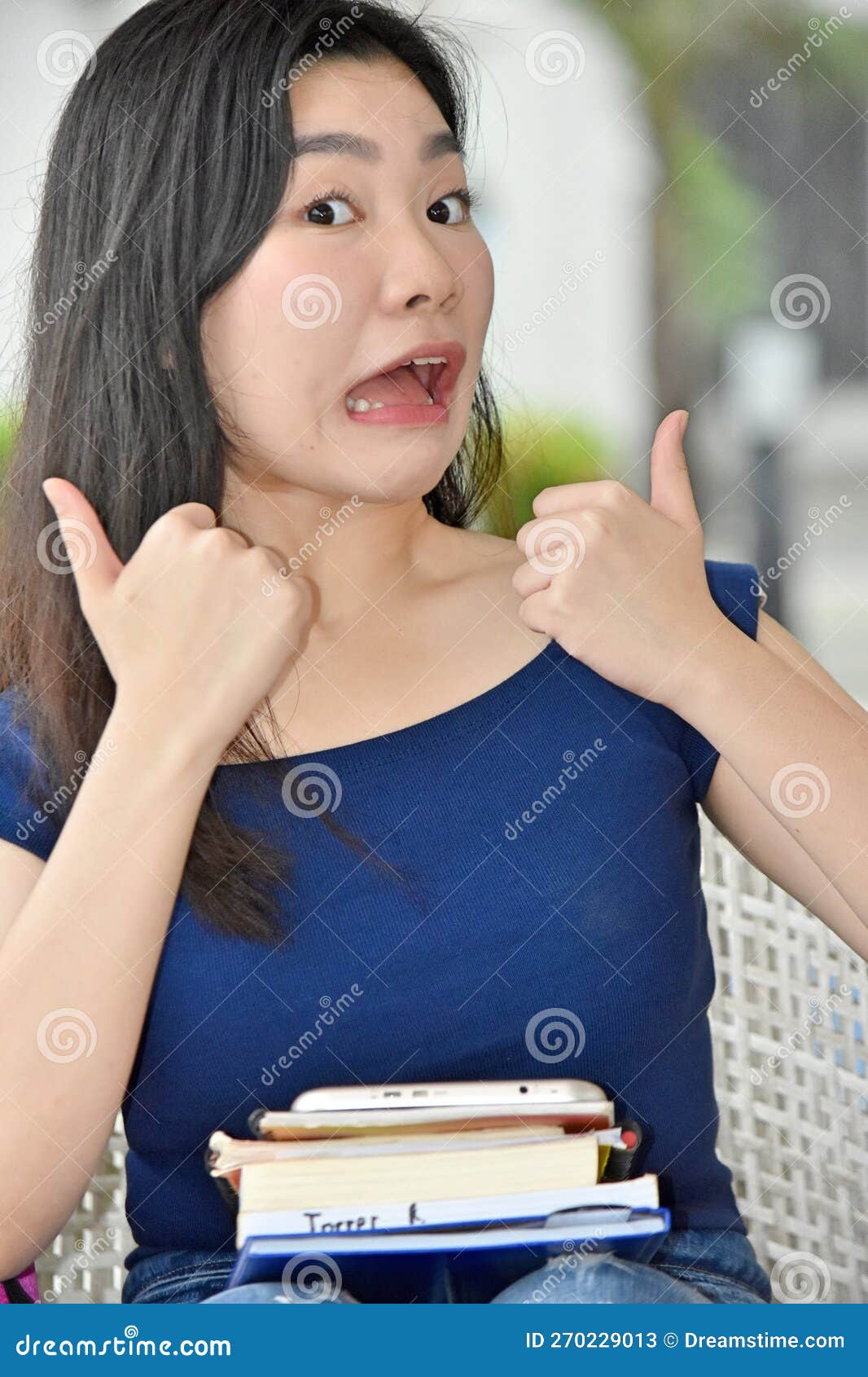 Chinese Female Student Making Funny Faces Stock Image - Image of ...