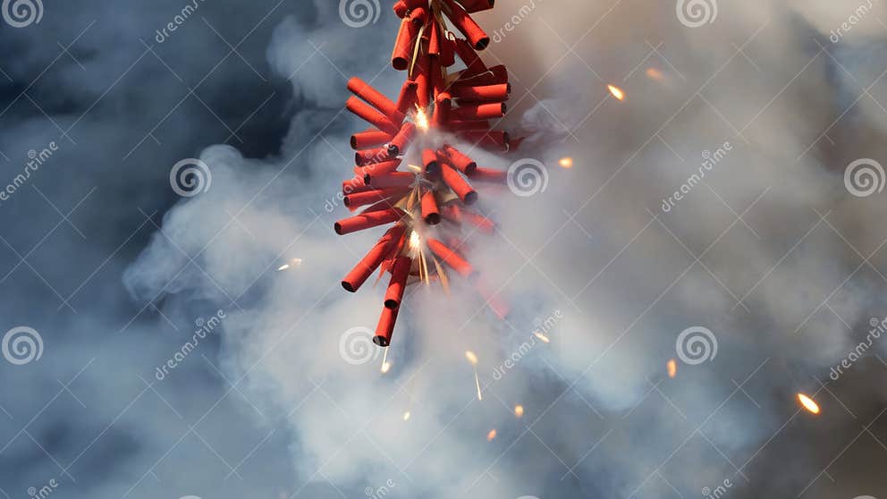 Chinese firecracker, ai stock image. Image of smoke - 301074999