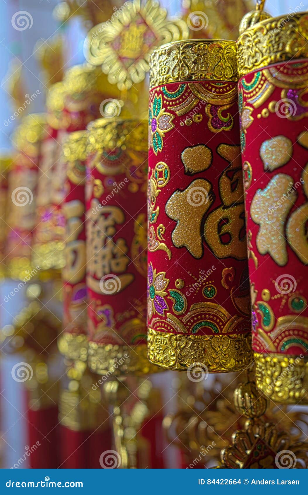 Chinese Firecracker Decoration Stock Photo - Image of gold, glitter ...