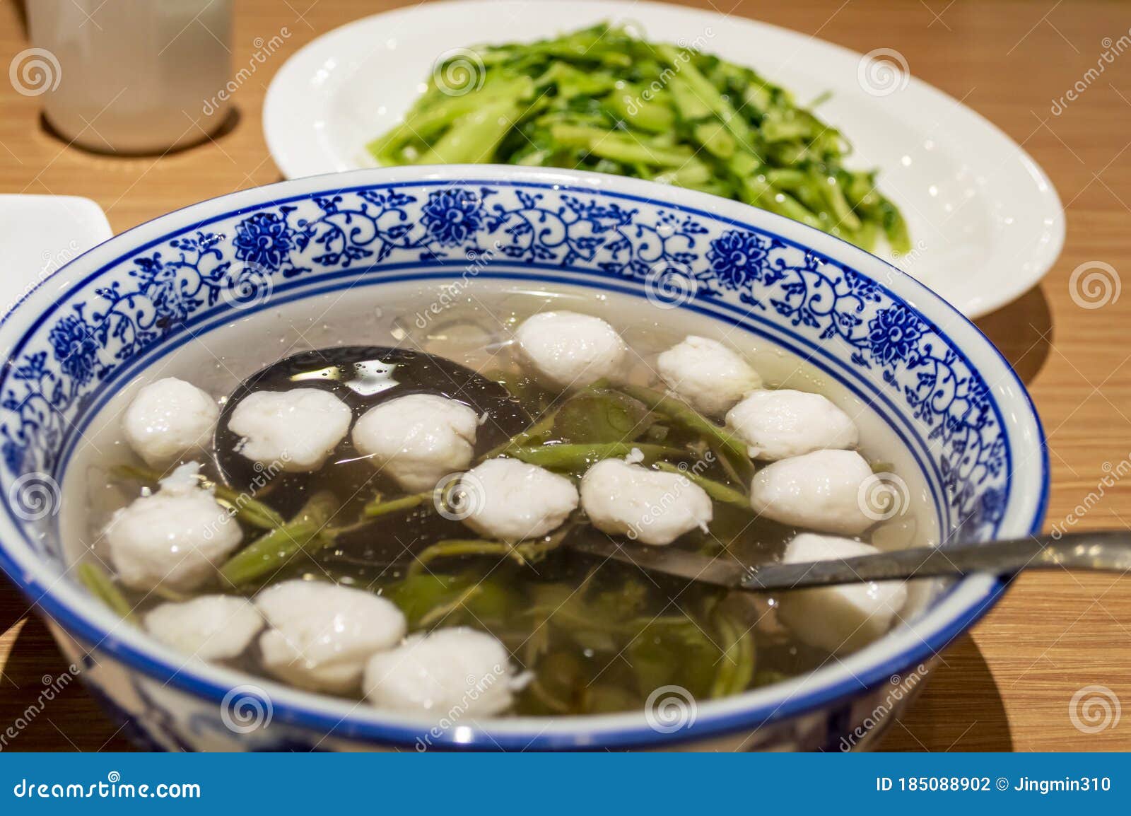 Chinese Fish Ball Soup with Vegetable Stock Photo - Image of prepared ...