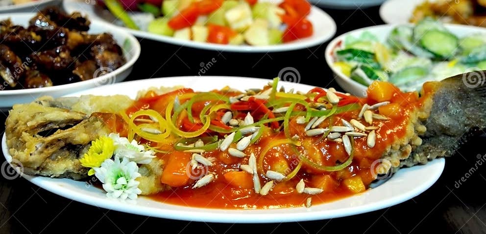 Chinese fish dishes stock image. Image of closeup, close - 16617035