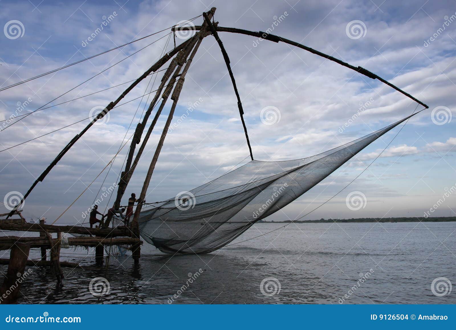 Chinese fishing nets stock photo. Image of lake, dusk - 9126504