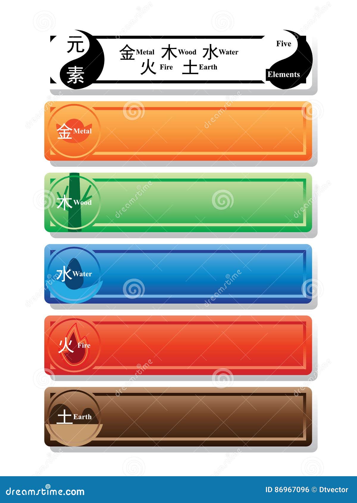 Chinese Five Elements Banner Template Stock Vector - Illustration of ...