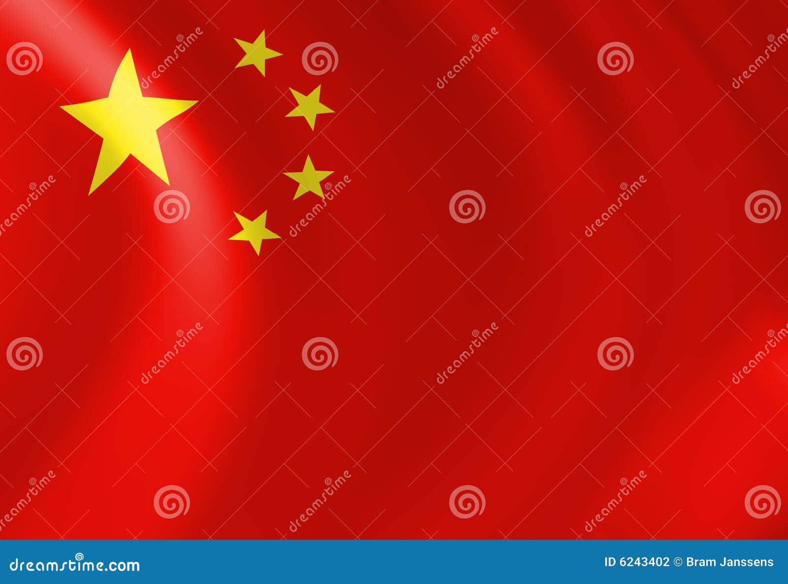 Chinese Flag Stuck In The Rocky Moon Surface With Stars And Moon ...