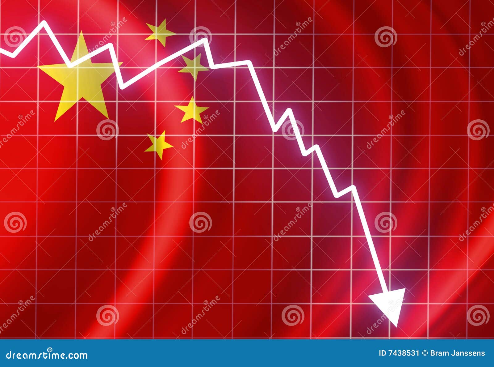 Chinese Flag Stuck In The Rocky Moon Surface With Stars And Moon ...