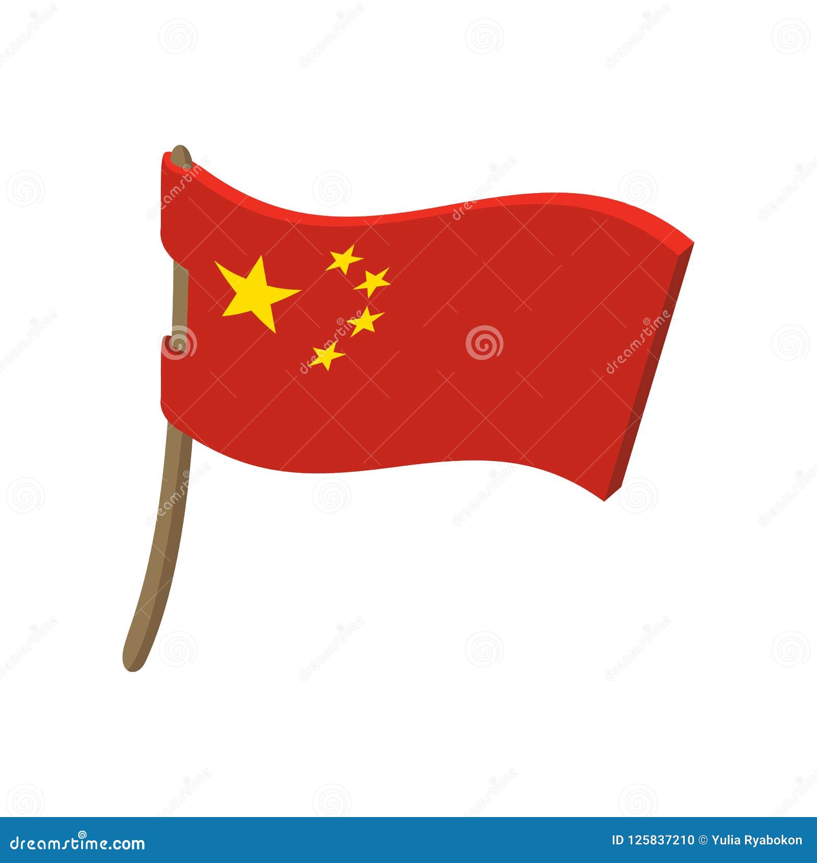 Chinese Flag, Cartoon Style Stock Illustration - Illustration of ...