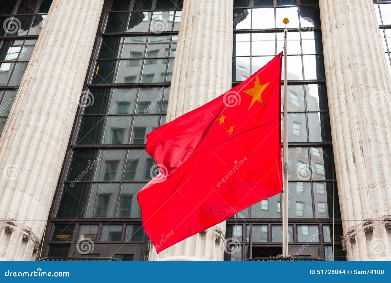 Chinese Flag Floating in Front of a Goverment Building Stock Photo ...