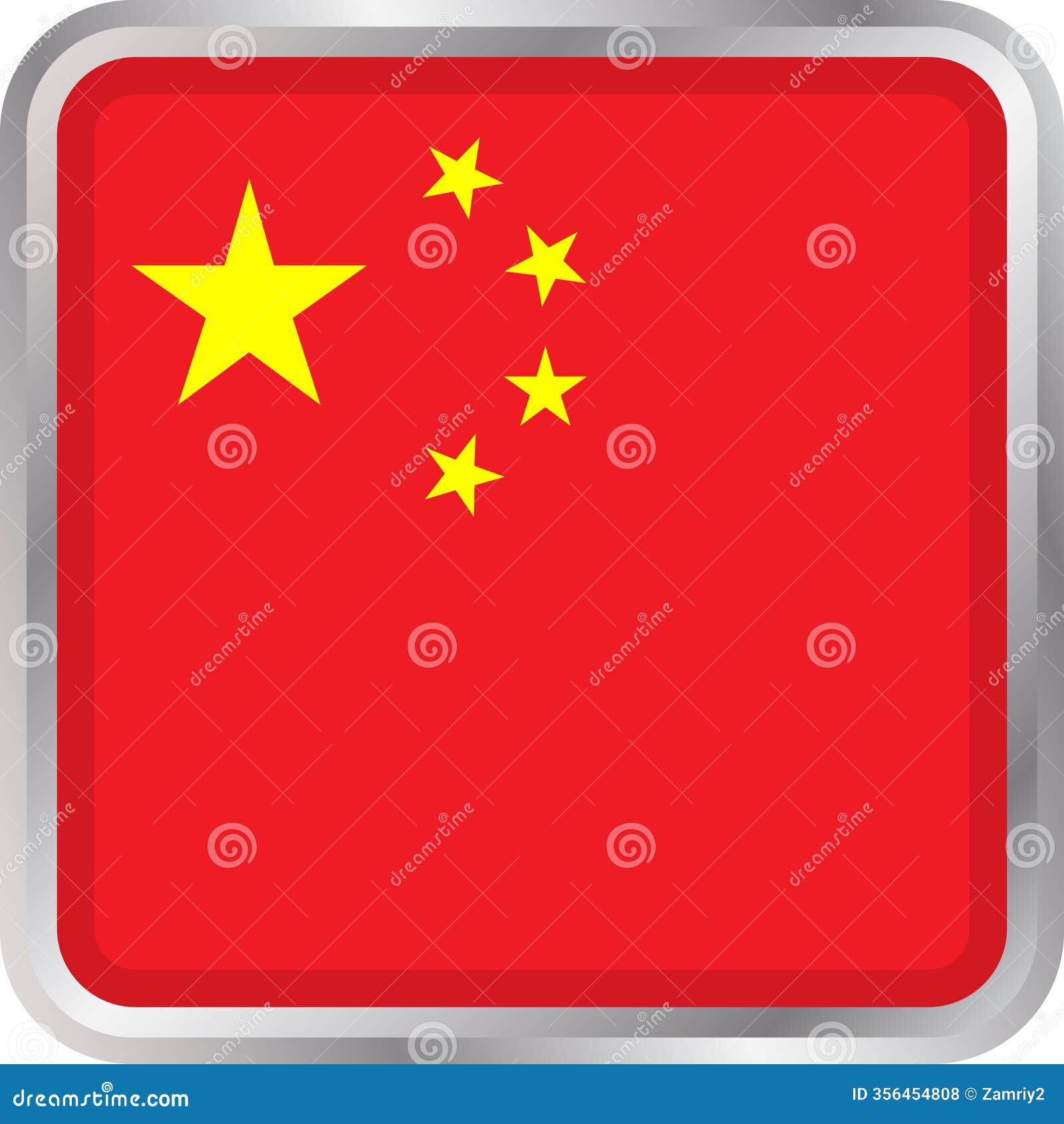 Chinese Flag Icon of a Rectangular Shape with Rounded Corners Stock ...