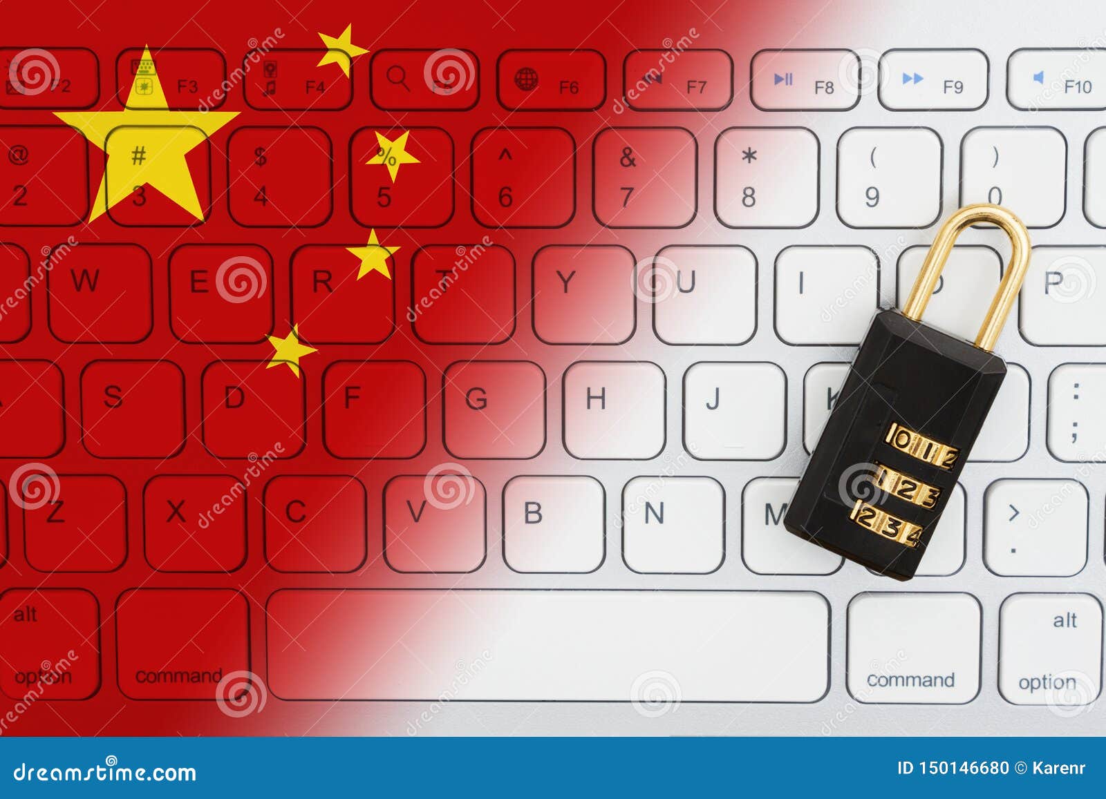 Chinese Flag Keyboard with a Combination Lock Stock Photo - Image of ...